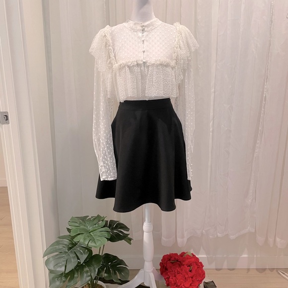 H&M | Tops | Hm Sandra Mansour Collab Sheer White Lace Ruffle Blouse ...
